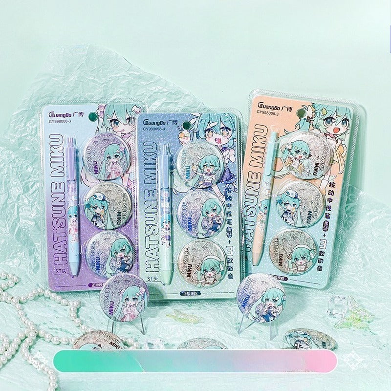 Official Licensed Hatsune Miku Black Retractable Gel Pen Set – 0.5mm ...