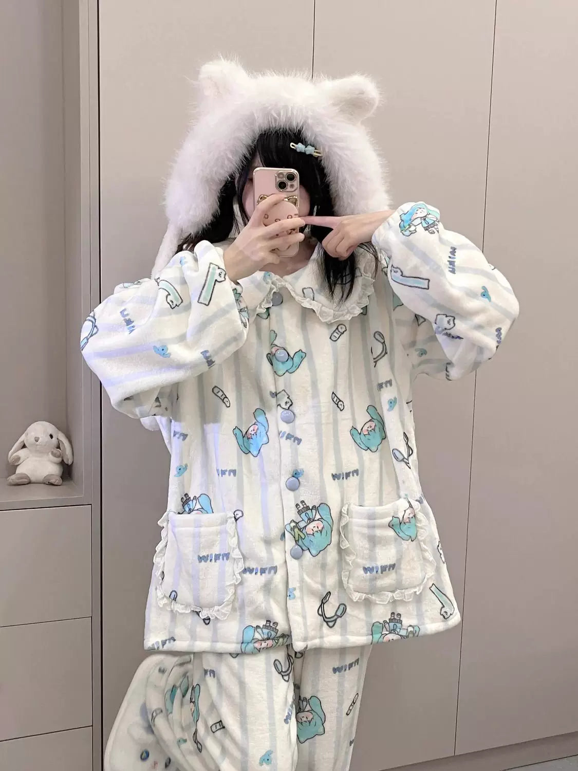Fanmade Hatsune Miku Flannel Pajamas – Thick Warm Cartoon Loungewear ...