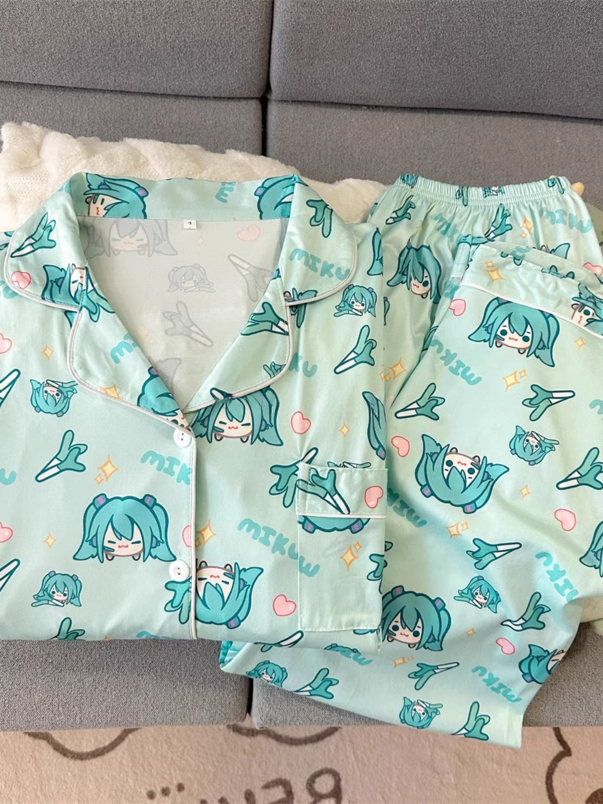 Fanmade Hatsune Miku Long Sleeve Pajama Set – Cozy Homewear Loungewear ...